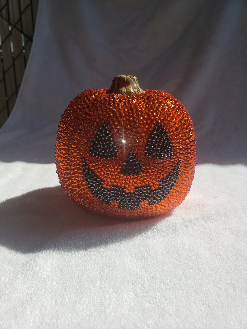 Halloween Rhinestone Pumpkin, Jack-o-lantern, Rhinestone Pumpkin, Bling ...