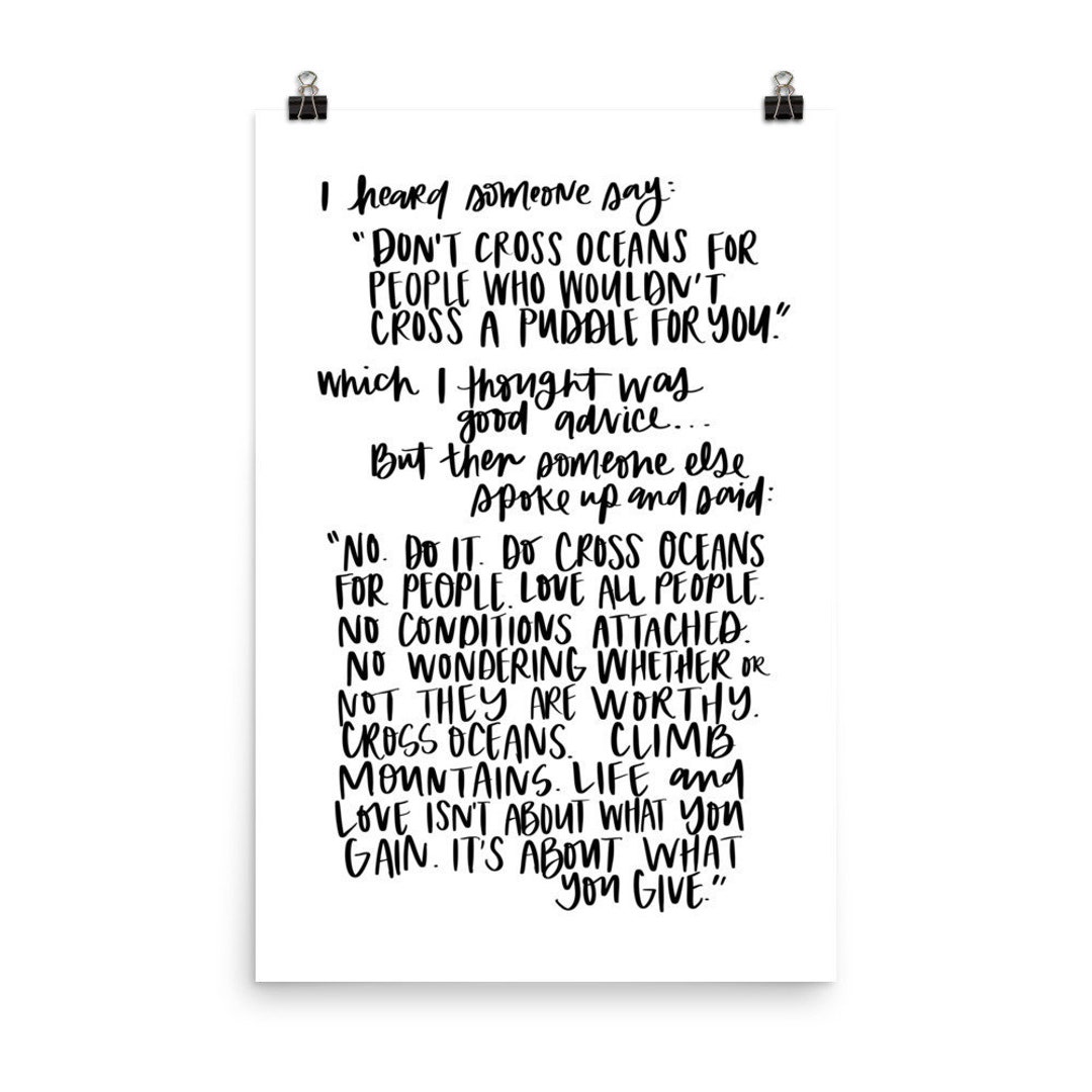Cross Oceans for People - Art Print Poster for Home or Classroom ...
