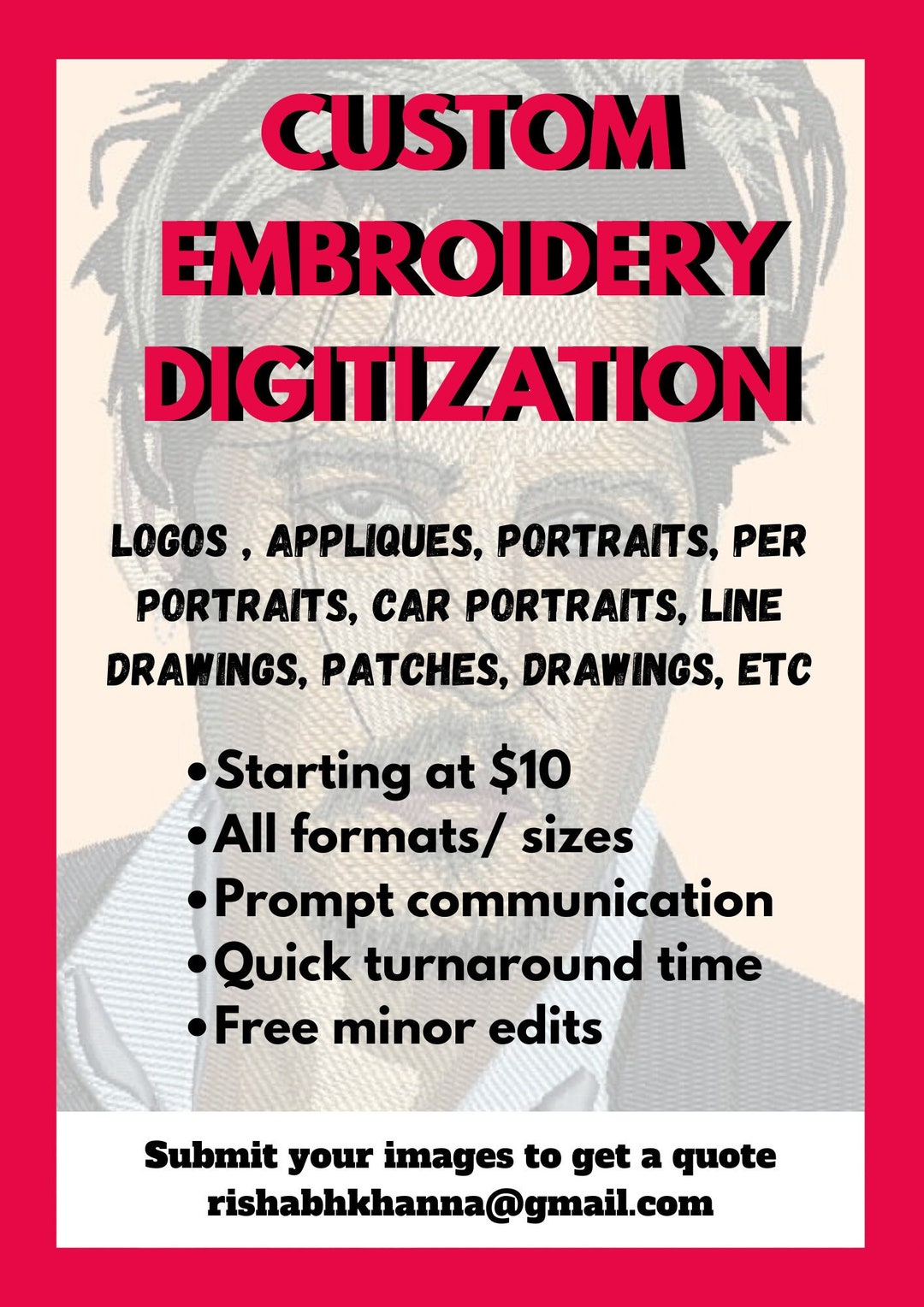 Custom Embroidery Digitizing/logo Digitizing/machine Embroidery Design ...
