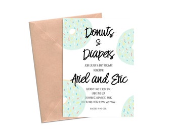 Diapers and Donuts Baby Sprinkle Invitation Customizable Template Canva ...