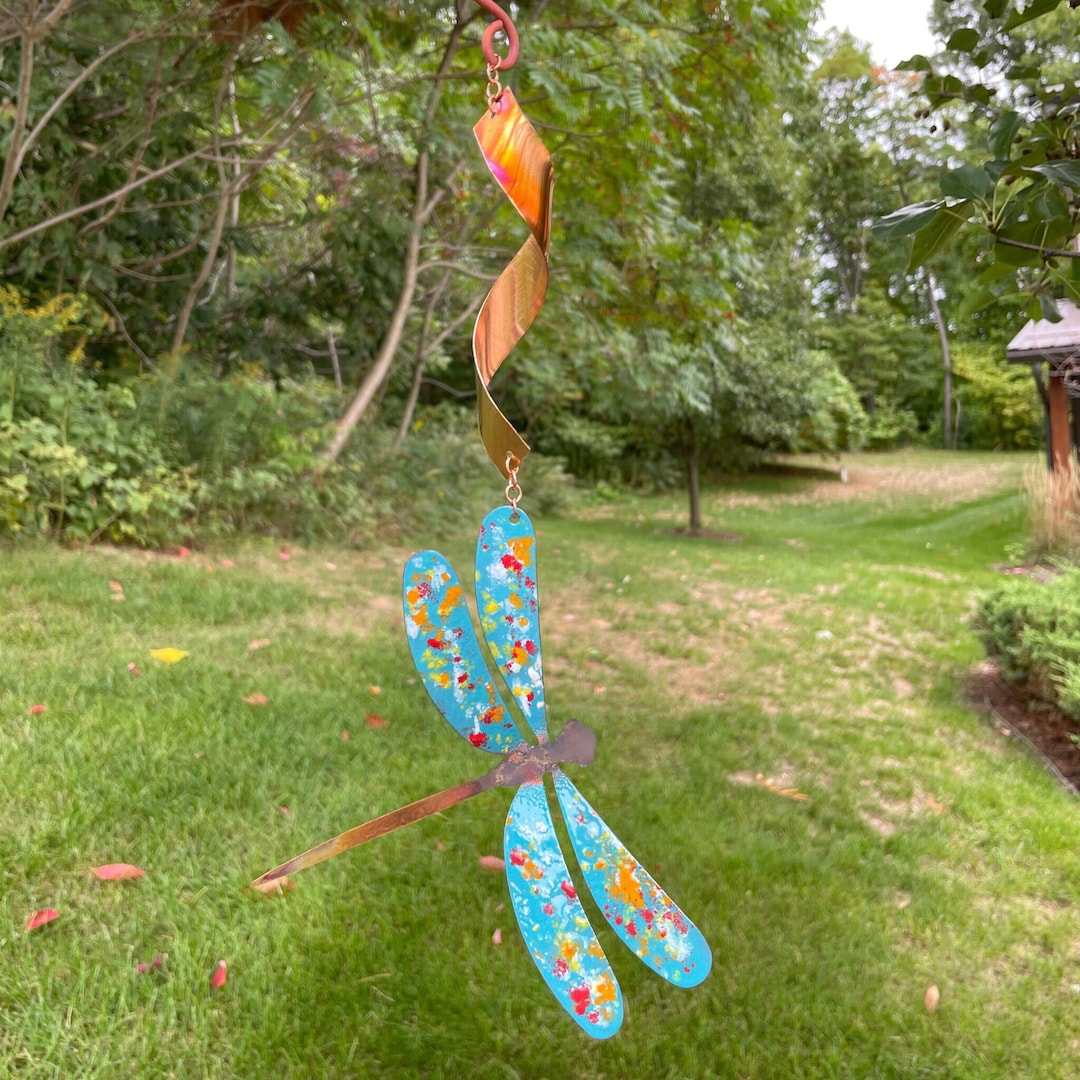 Copper Enamel Dragonfly Spinner: Metal Garden Decor by Clever Goods Co ...