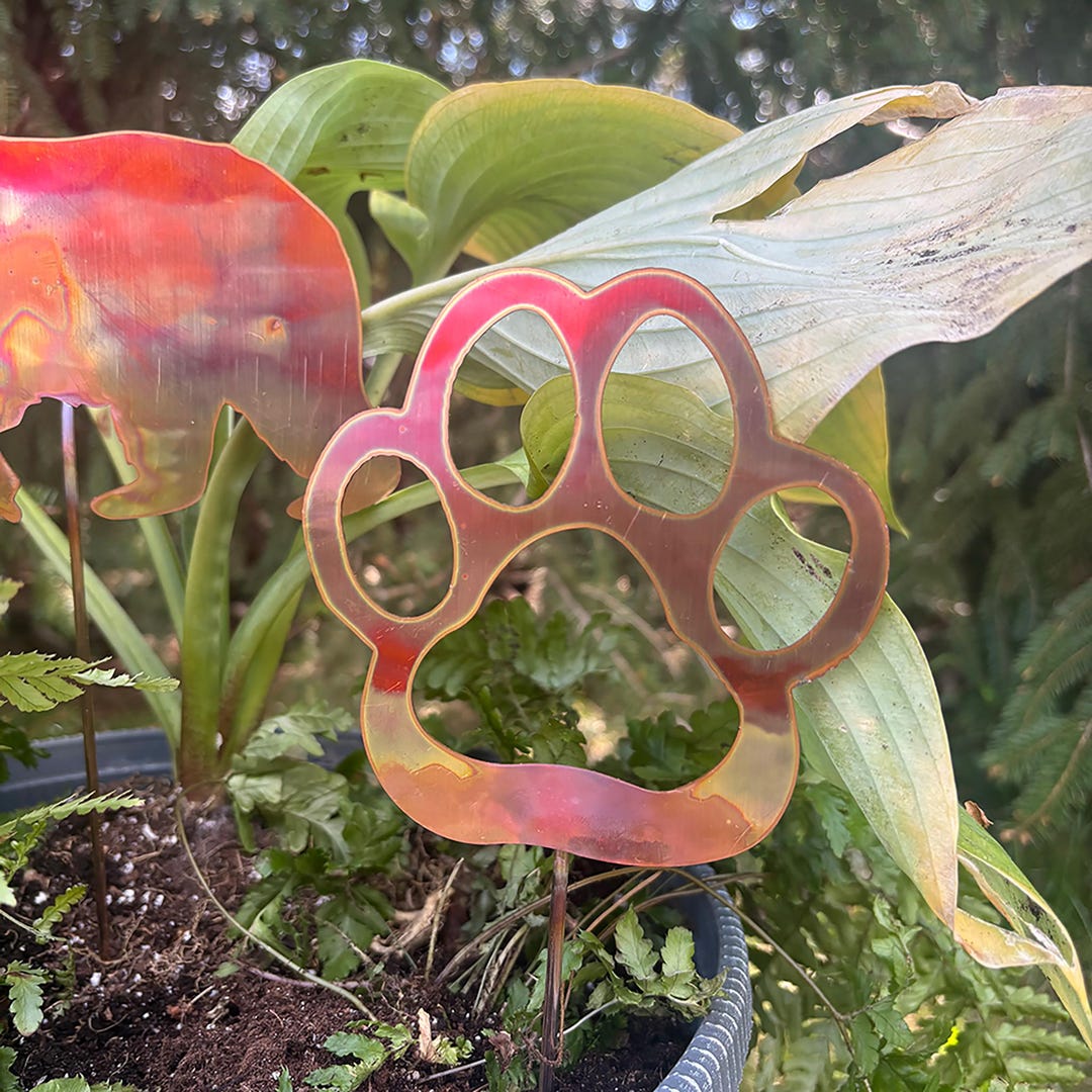 Copper Paw Print Garden Stake: Weatherproof Porch Pot Decor - Etsy