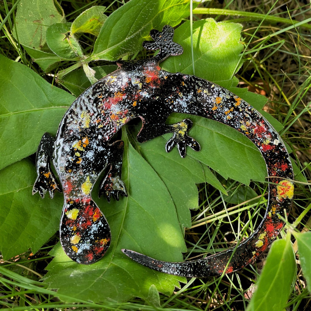 Copper Enamel Metal Gecko by Clever Goods Co- Garden Decor, Garden ...
