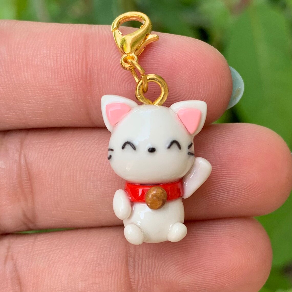 Kawaii Lucky Cat Charm Handmade Polymer Clay Jewelry Gifts | Etsy