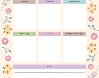 Pink and Beige Floral Weekly Planner PDF PNG Digital Download - Etsy