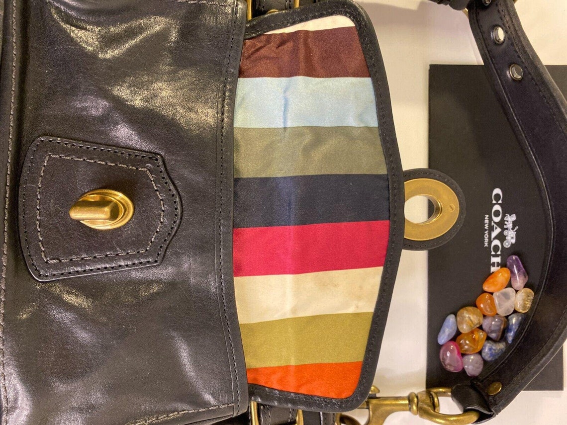 COACH Legacy Shoulder Bag Strap Black Vachetta Leather: Zip Turn-lock ...