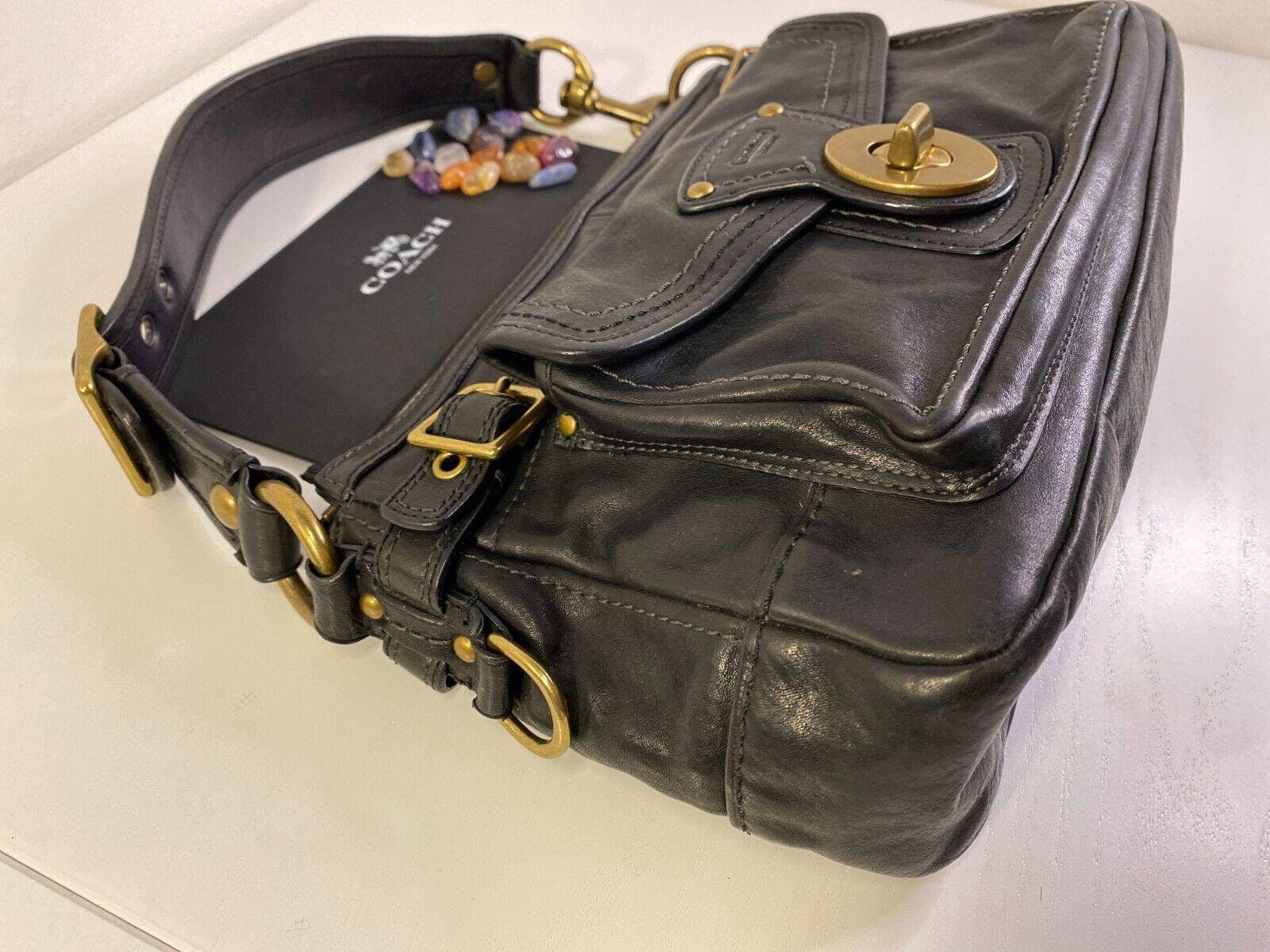 COACH Legacy Shoulder Bag Strap Black Vachetta Leather: Zip Turn-lock ...