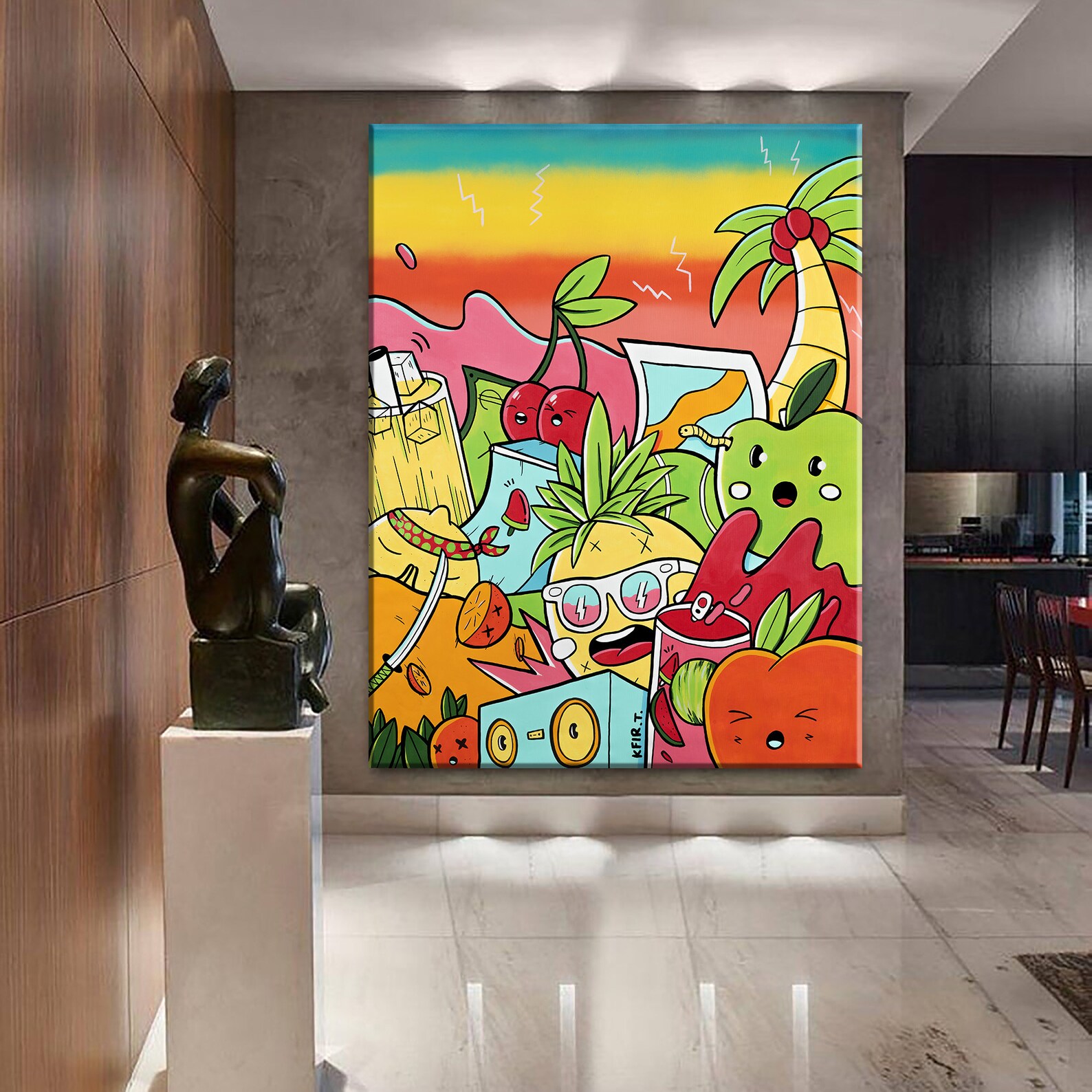 Extra Large Graffiti Style Wall Art Vertical Colorful Street | Etsy