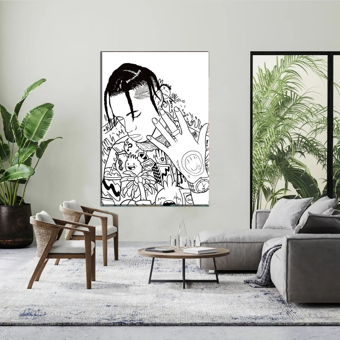 Travis Scott Graffiti Canvas Art Print: Black & White Pop Art - Etsy