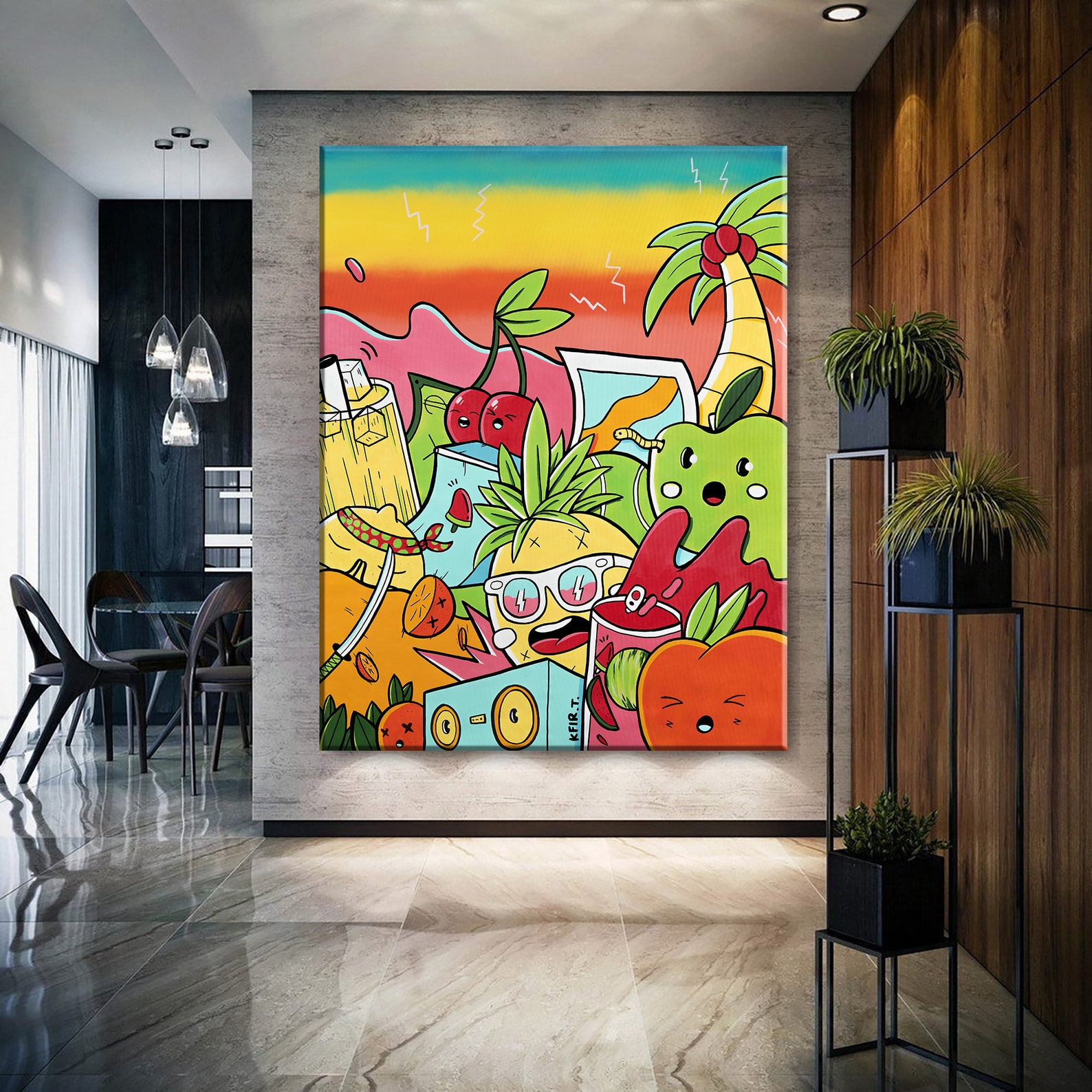 Extra Large Graffiti Style Wall Art Vertical Colorful Street | Etsy