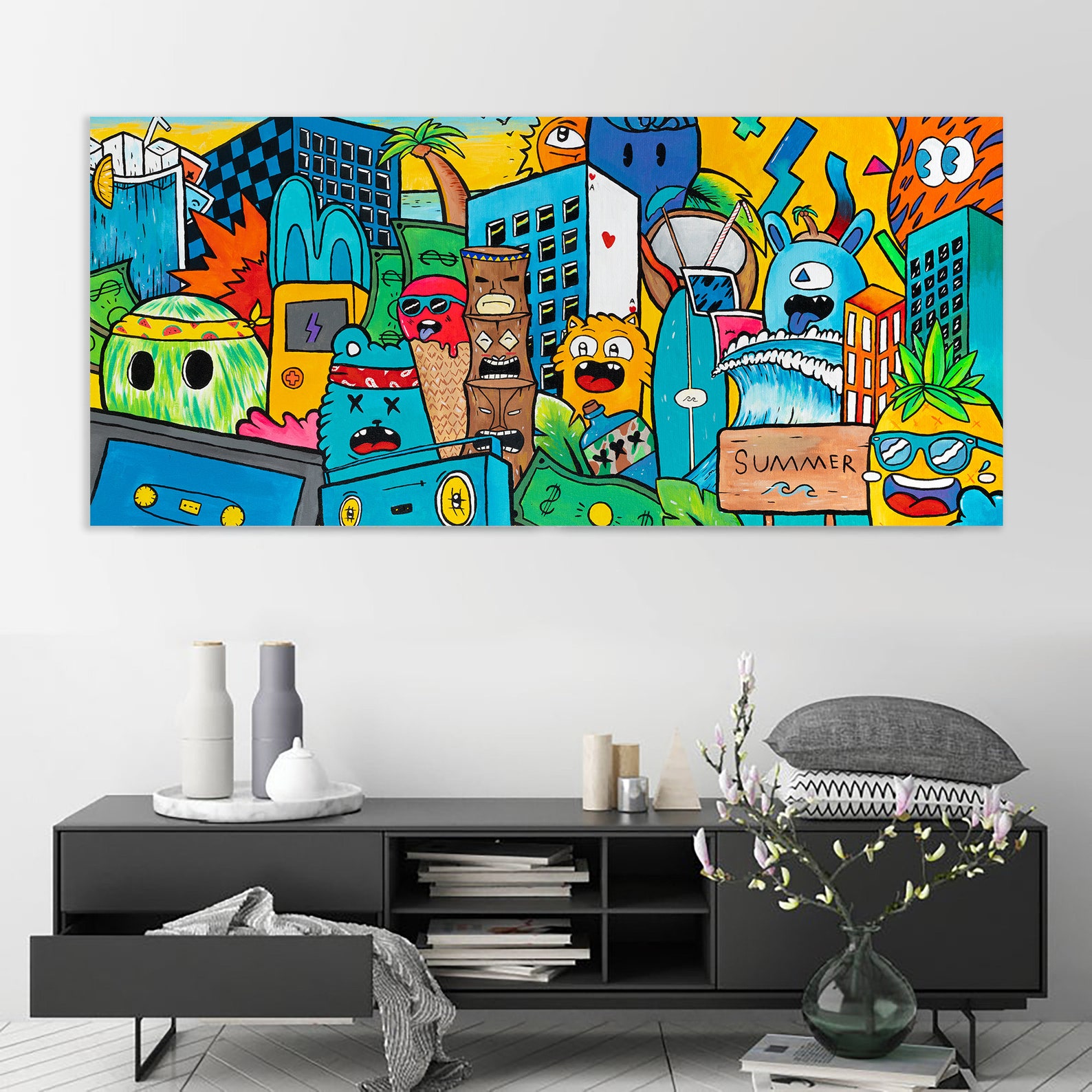 Large Graffiti Painting Canvas Art Print Colorful Pop Art | Etsy