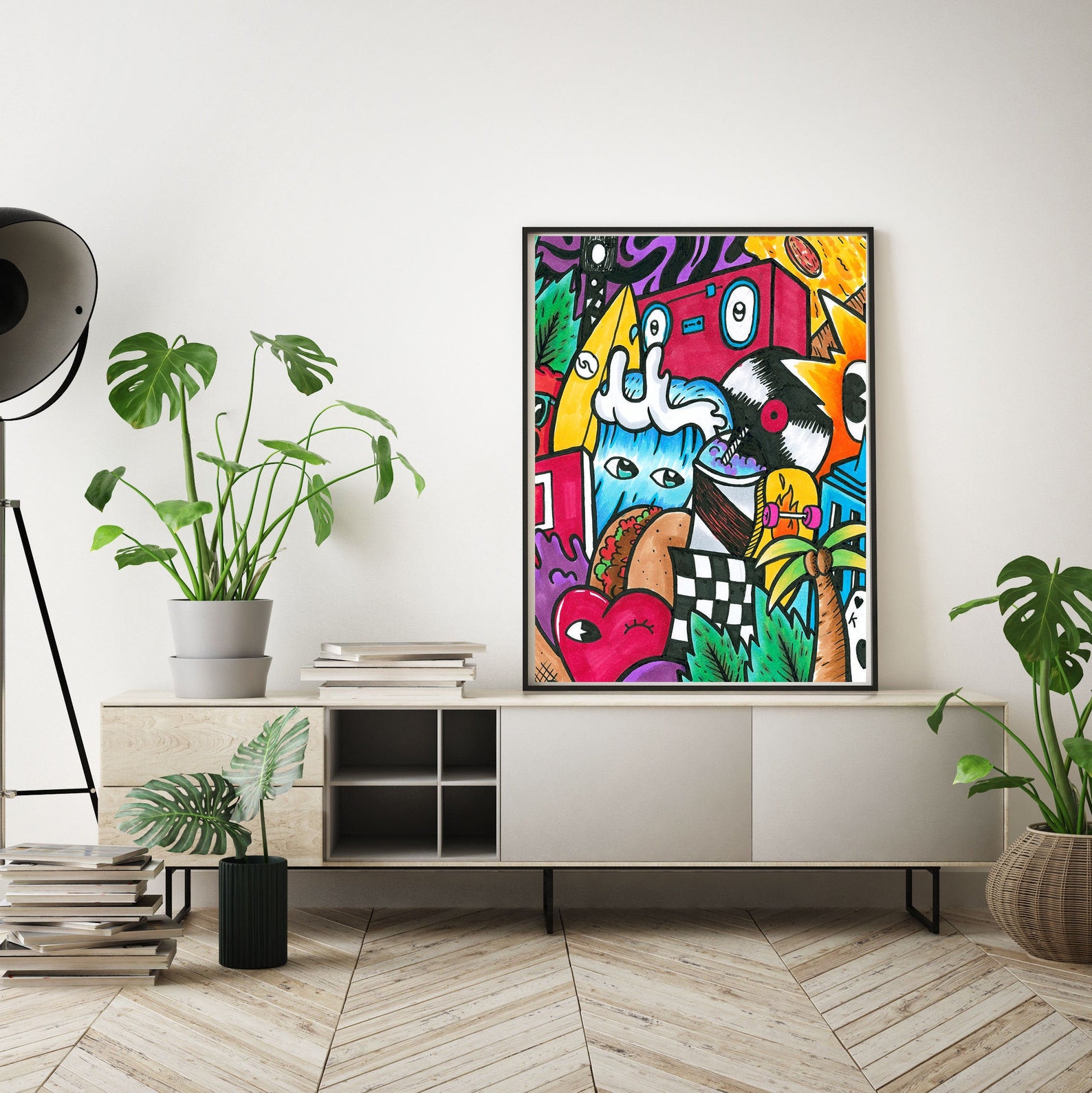 Large Graffiti Wall Art Colorful Vertical Canvas Art Print | Etsy