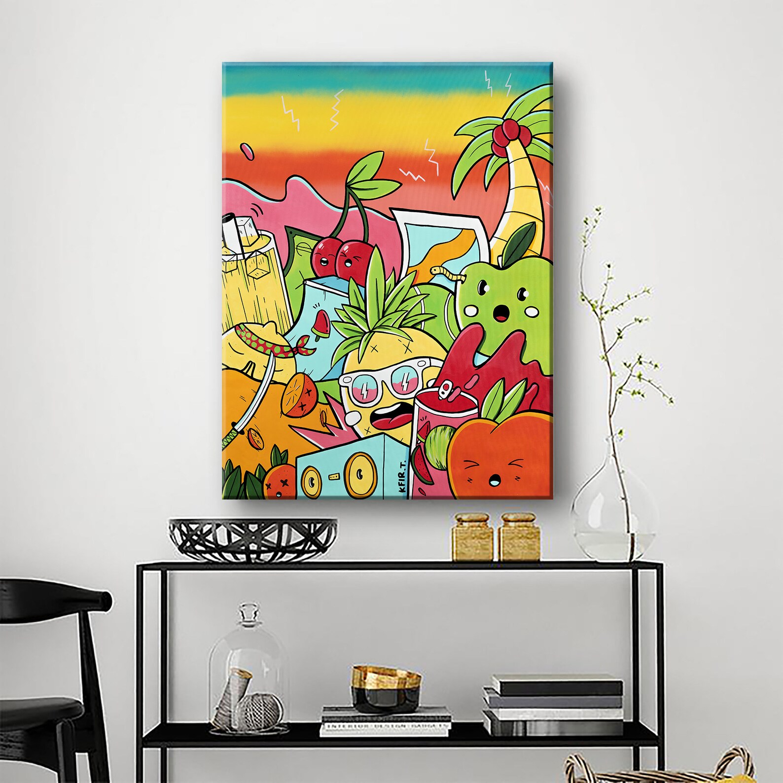 Extra Large Graffiti Style Wall Art Vertical Colorful Street | Etsy