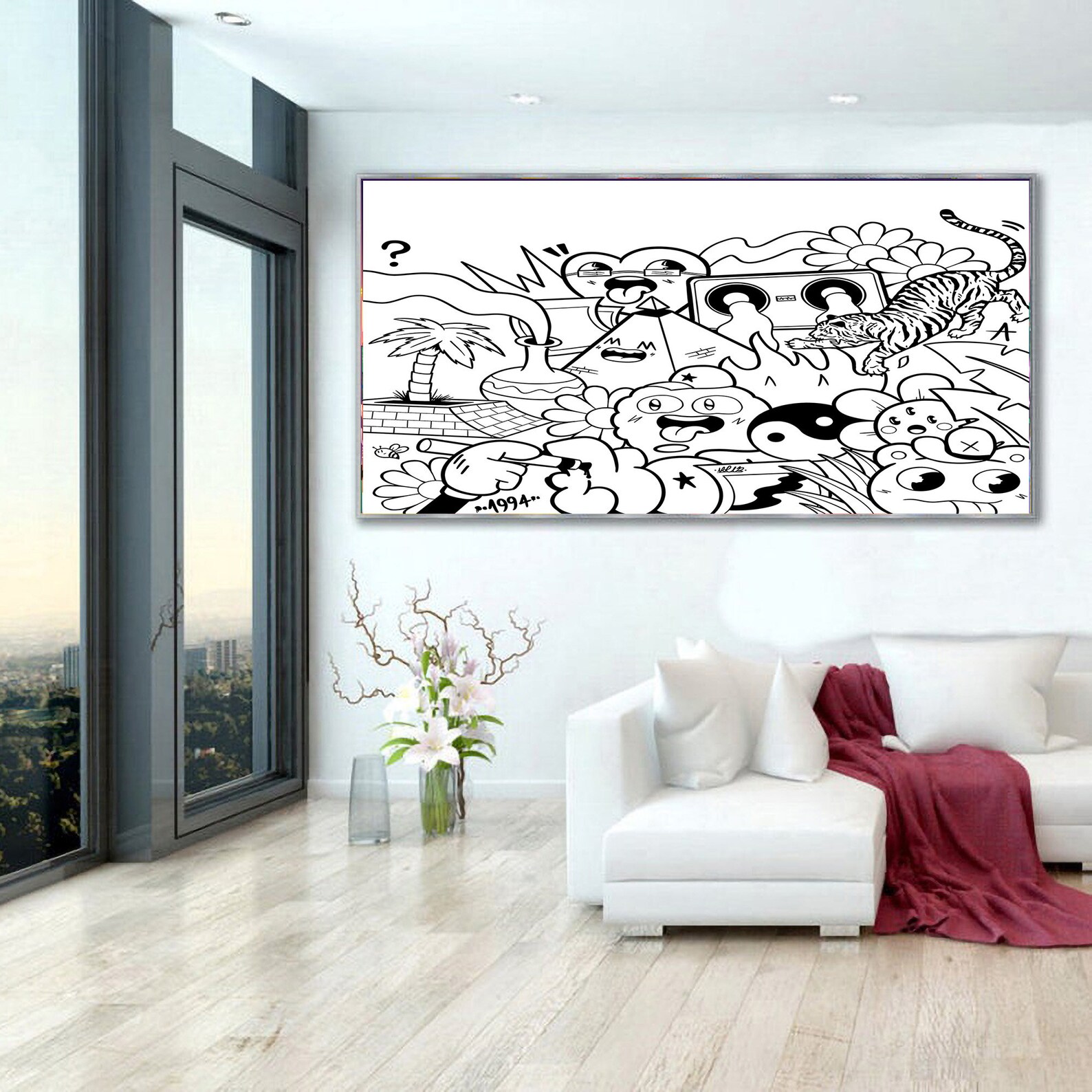 Monochromatic Tiger Graffiti Art Print: Pop Art Street-art Style - Etsy