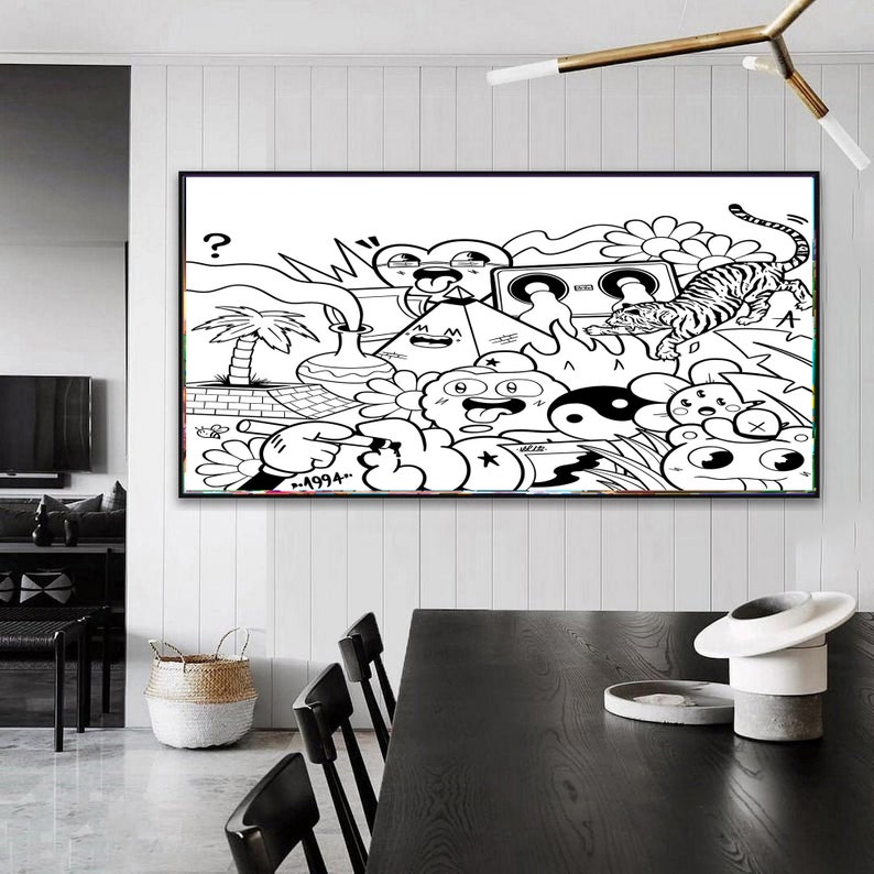 Monochromatic Tiger Graffiti Art Print: Pop Art Street-art Style - Etsy