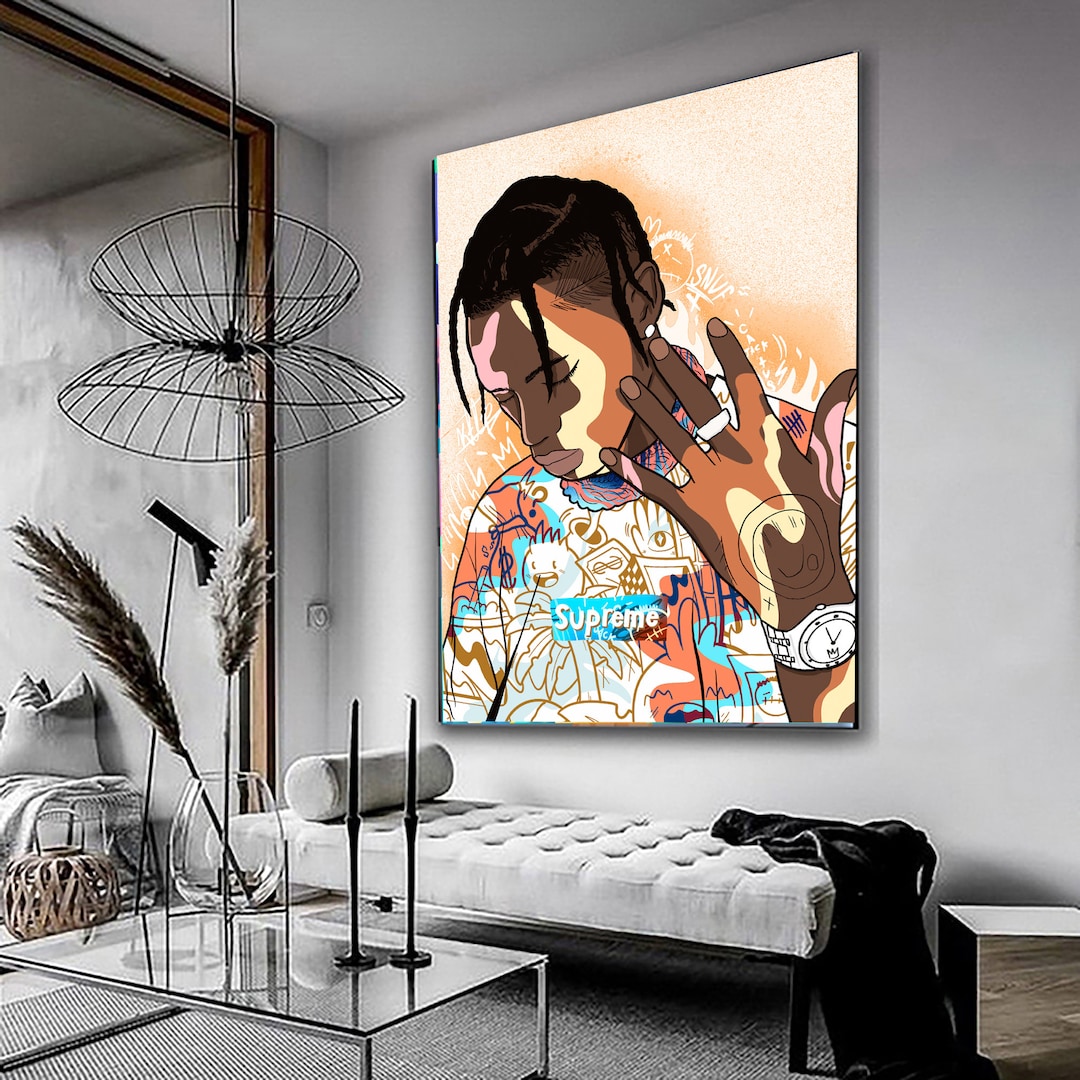Travis Scott Large Graffiti Painting, Living Room Wall Art, Canvas Art ...