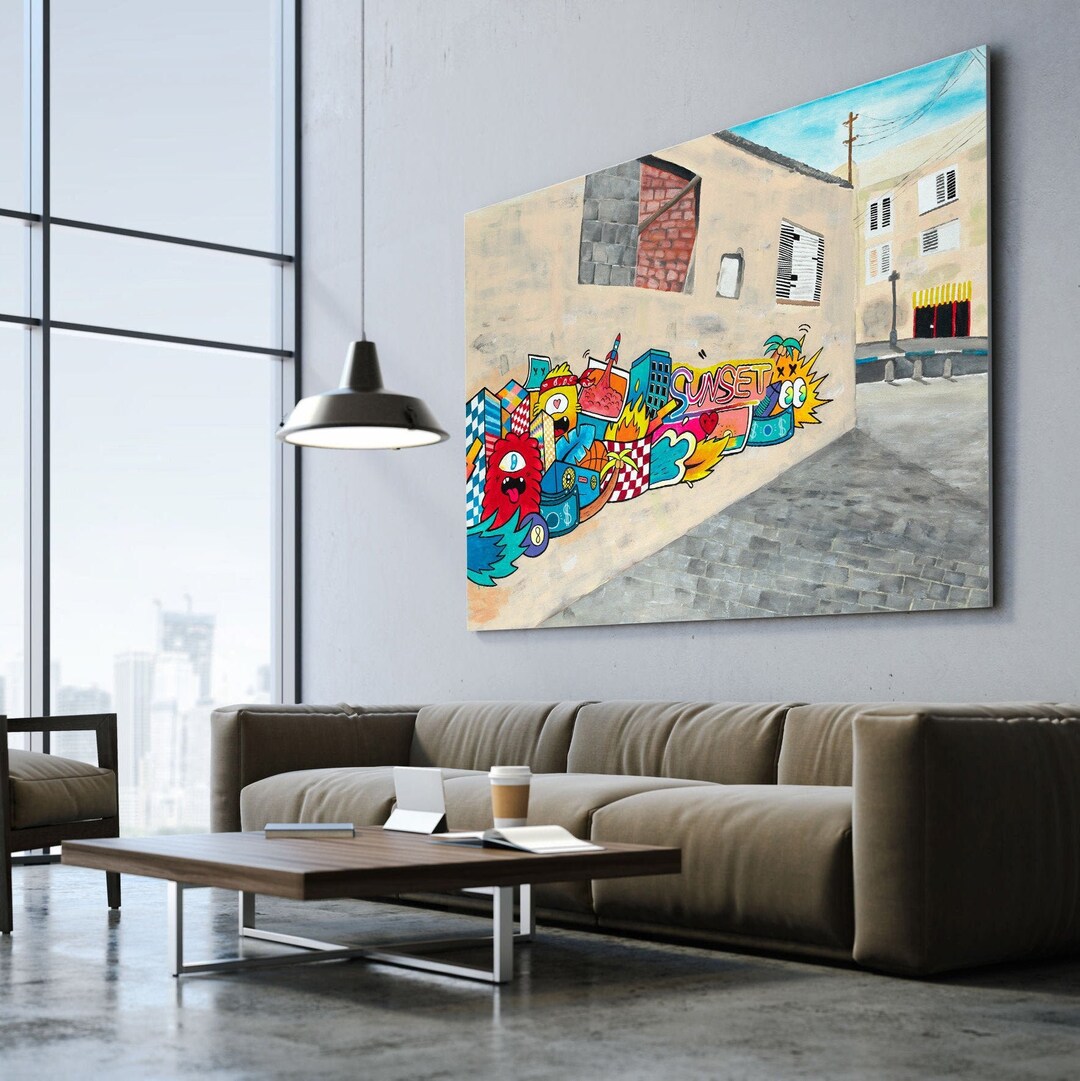 Colorful Canvas Art Print Large Graffiti Wall Décor Living - Etsy