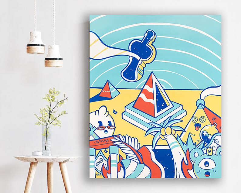 Graffiti Style Pyramids Painting Large Colorful Vertical - Etsy