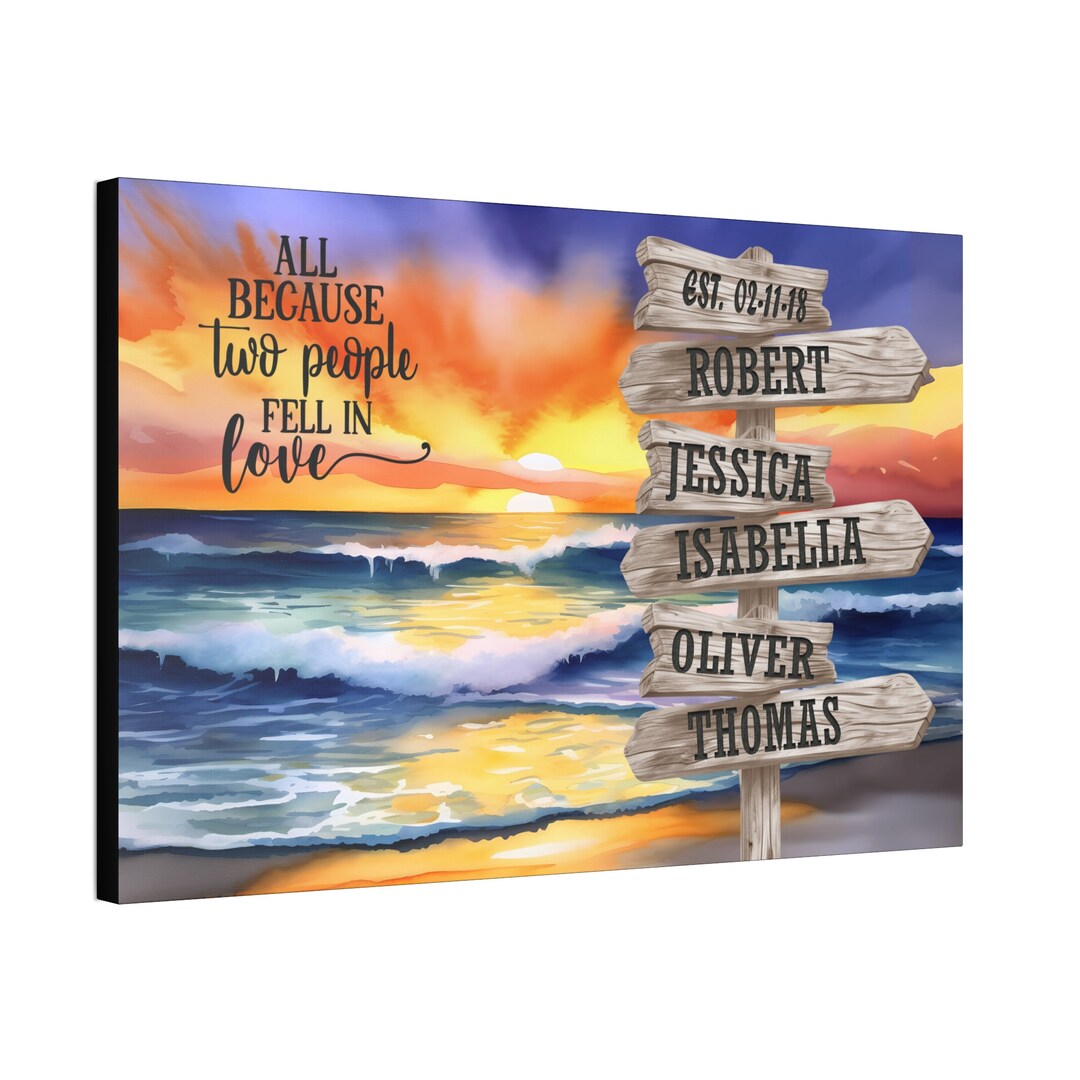 Personalized Family Beach Sign Canvas Custom Name Decor for Home, 1.5 ...