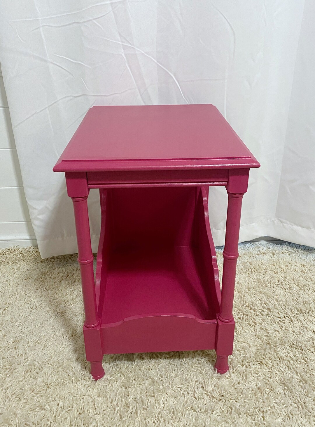 Hot Pink End Table With Storage Shelf - Etsy