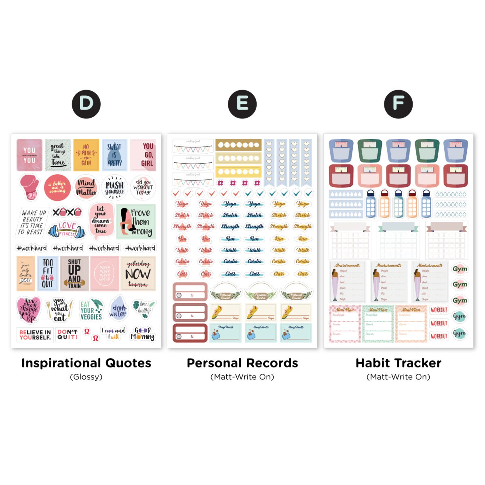 Health & Wellness Planner Stickers Set of 366 Stickers 6 Sheets for ...