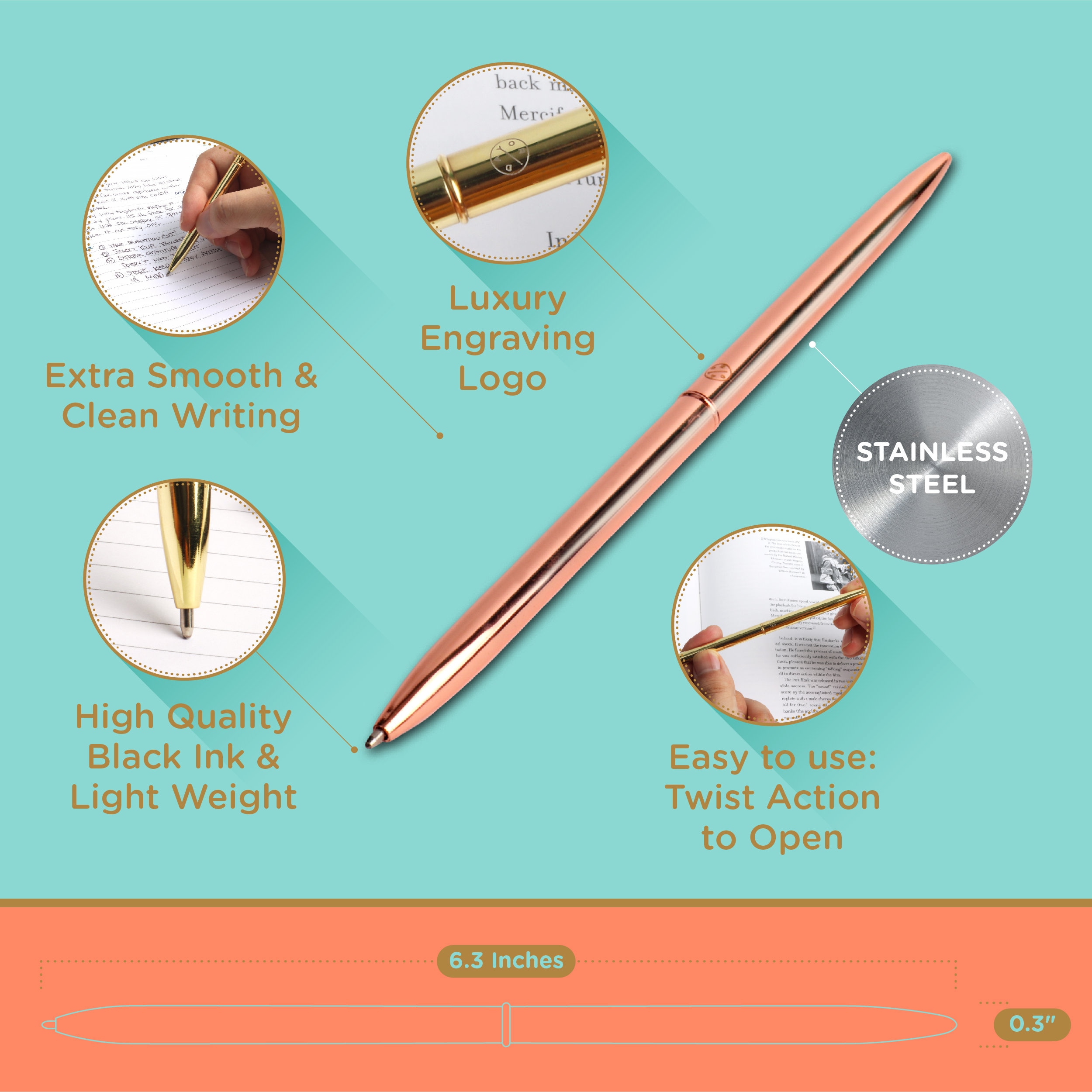 Slim Ballpoint Pen Set of 4 Metal Ball Point Pen In A Gift | Etsy