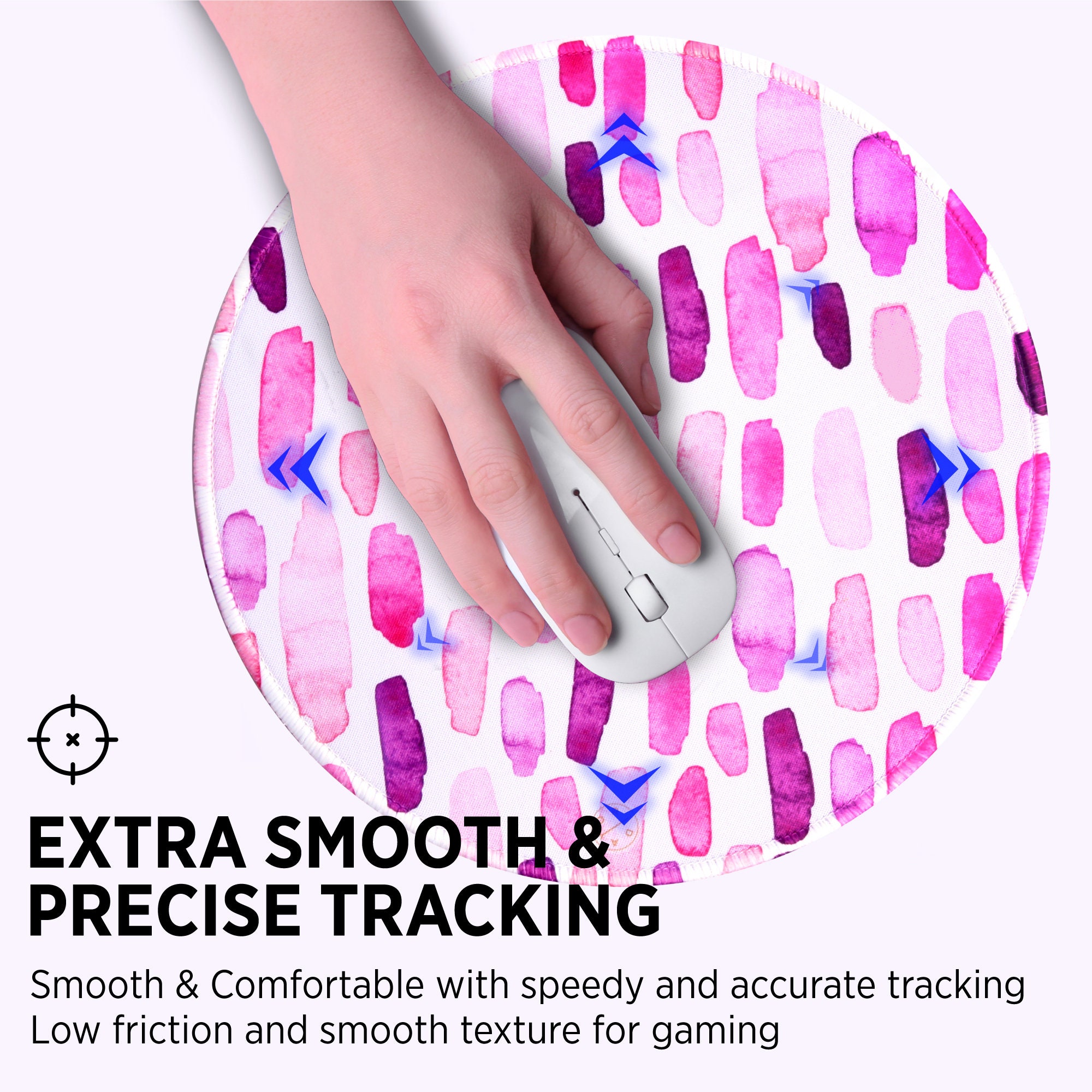 Round Gaming Mouse Pad Custom Pink Strokes Non-slip Rubber | Etsy