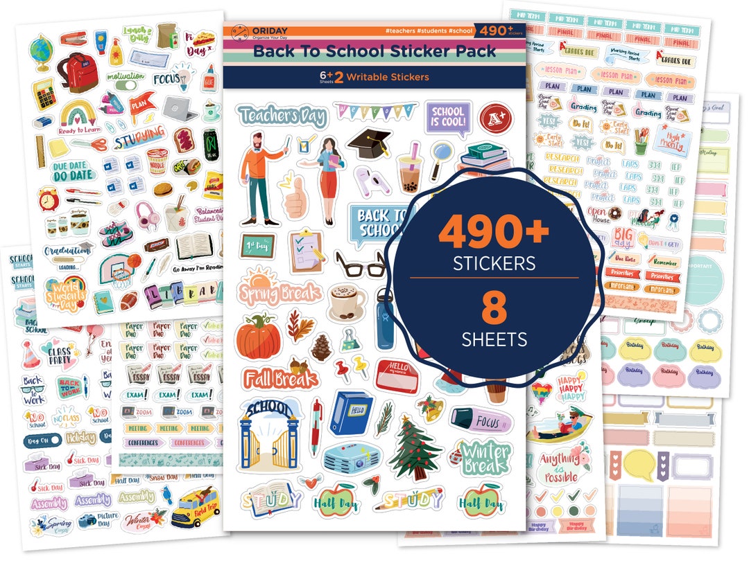 Teacher Planner Stickers Back to School Themed Planning Sticker ...