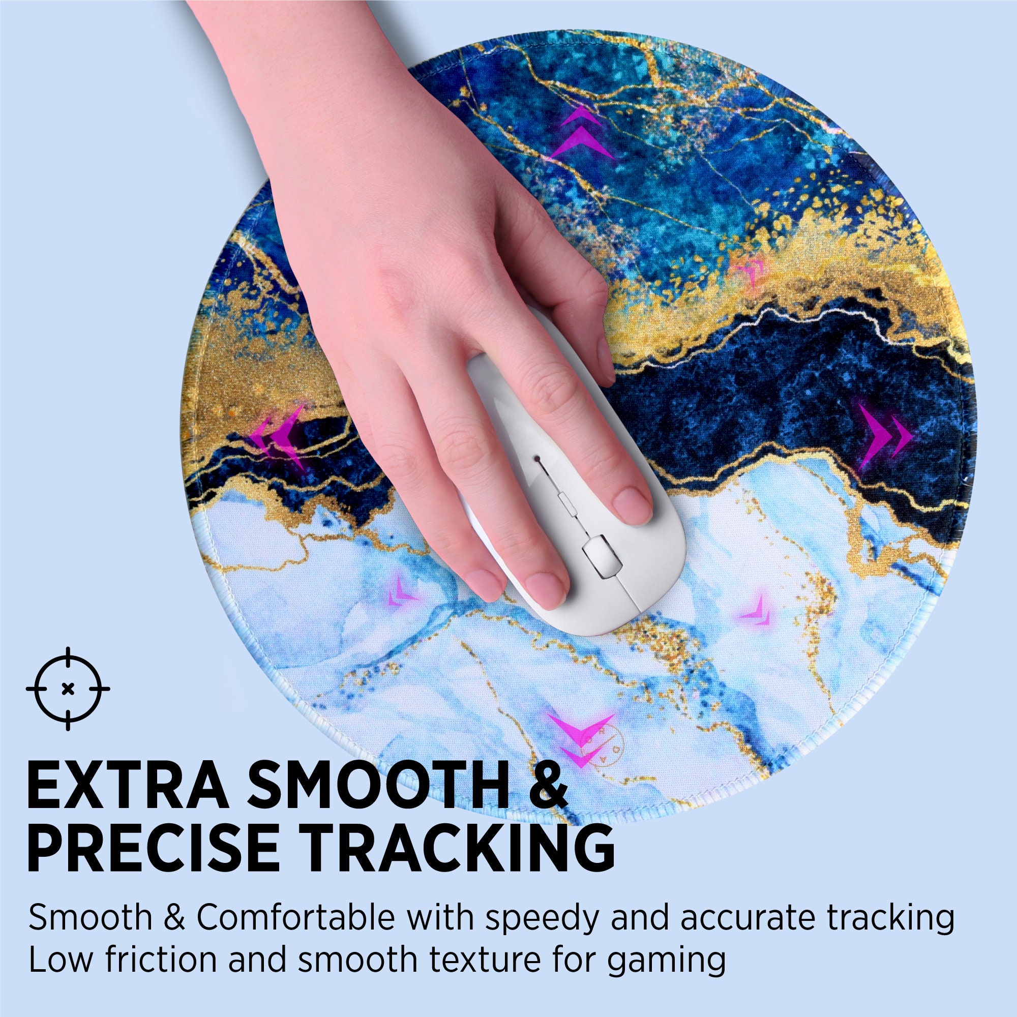 Round Gaming Mouse Pad Custom Goldish Blue Non-slip Rubber | Etsy