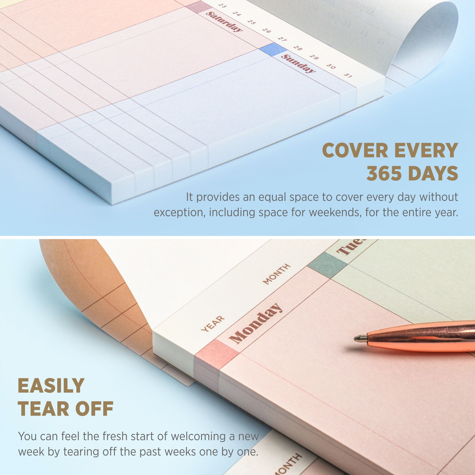 Oriday Weekly Calendar Planner Notepad Tear off Pad (rainbow) - Etsy