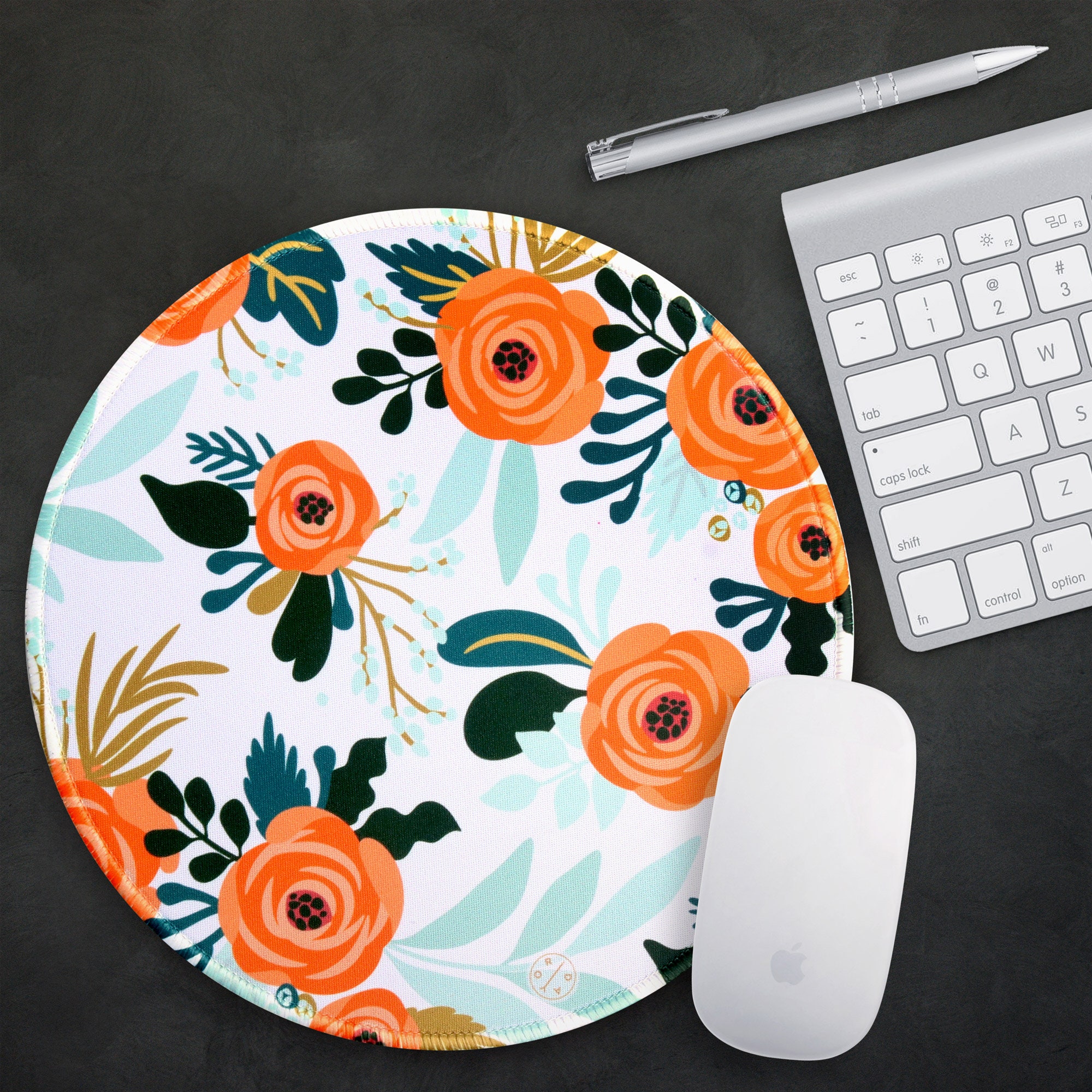 Round Gaming Mouse Pad Custom Orange Camellia Non-slip - Etsy UK