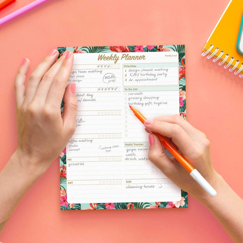 Flamingo Weekly Planners 52 Sheets Premium Task Organizer Pad | Etsy