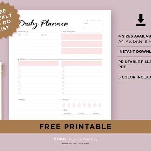Daily Planner A5 to Do List Wellness Planner Notepad | Etsy