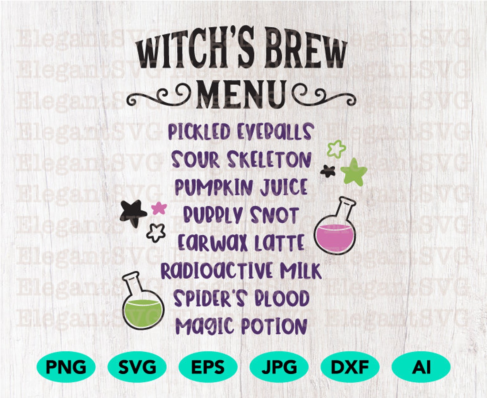 Witch's Brew Menu SVG Cricut Cut File Silhouette DXF - Etsy