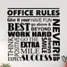 Office Rules Wall Decal Motivational Poster Office Sign Teamwork ...