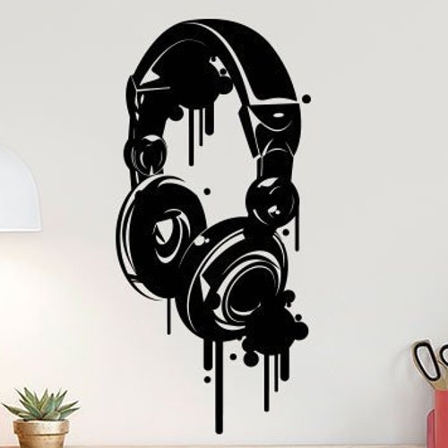 Headphones Wall Decal Music Vinyl Decal Sticker Murals - Etsy