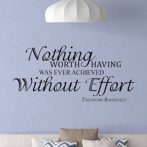 Theodore Roosevelt Quote Wall Decal Nothing Worth Having Was Ever ...