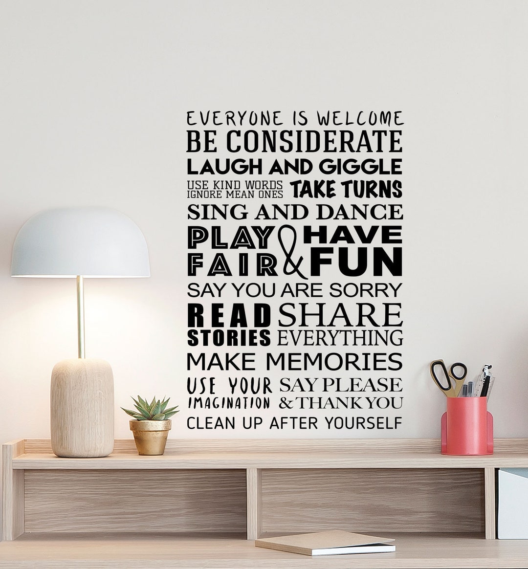 Playroom Rules Decal Wall Poster Play Room Door Sign Nursery Boy Girl ...