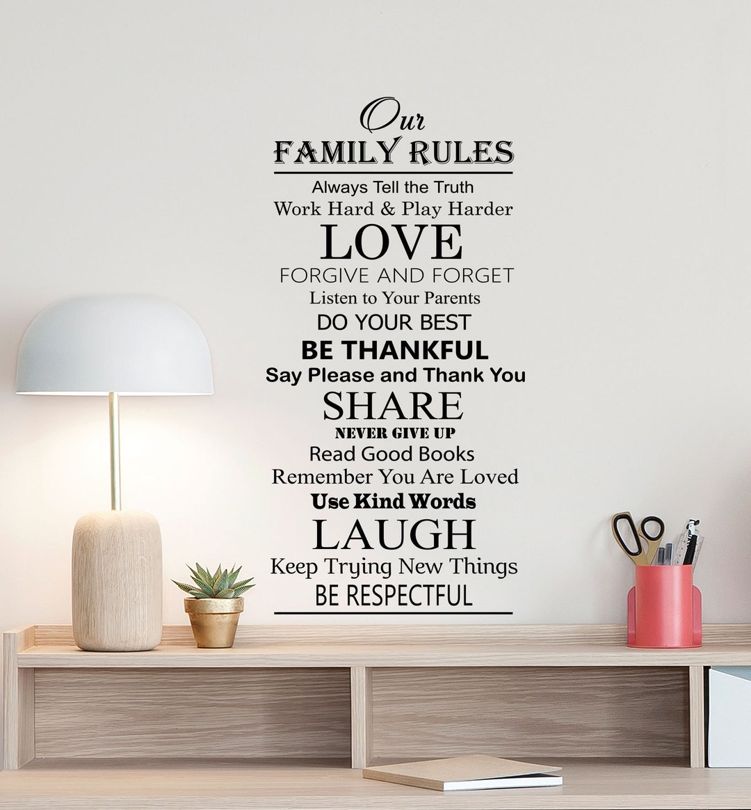 Our Family Rules Wall Decal Love Poster in This Family Sign House ...