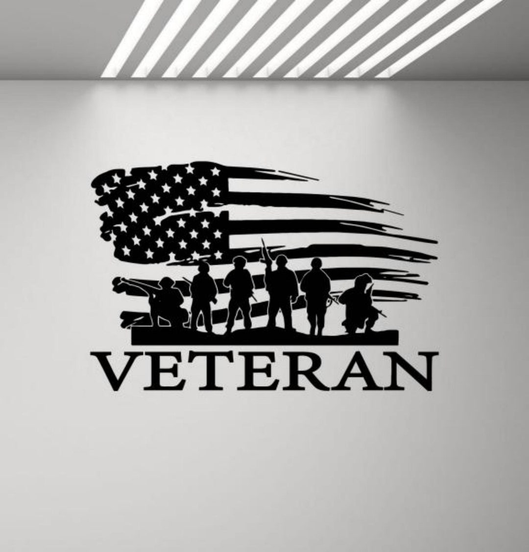US Veteran Flag Wall Decal Vinyl Sticker Soldier Decor American Army ...