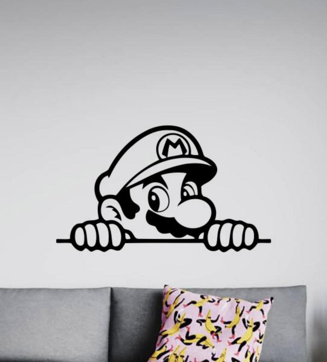 Mario Wall Decal Vinyl Sticker Peeking Mario Wall Decor Peeker Kids ...