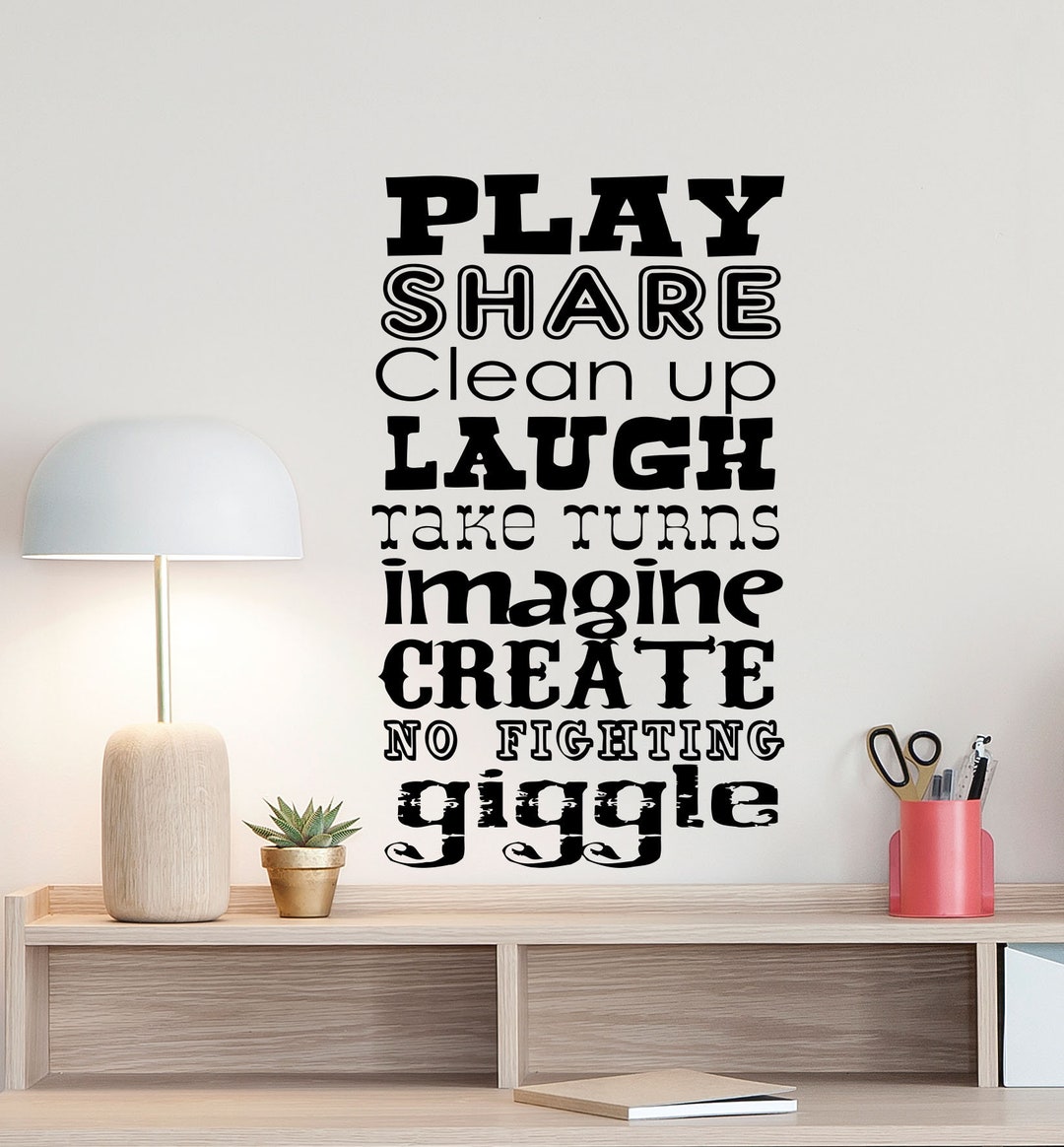 Playroom Rules Sign Wall Decal Play Room Quote Nursery Poster Boy Girl ...