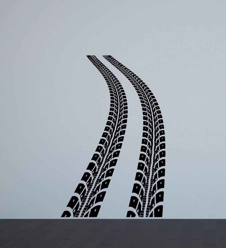 Tire Track Wall Decal Racing Poster Car Bed Decal Racer Gift Custom ...