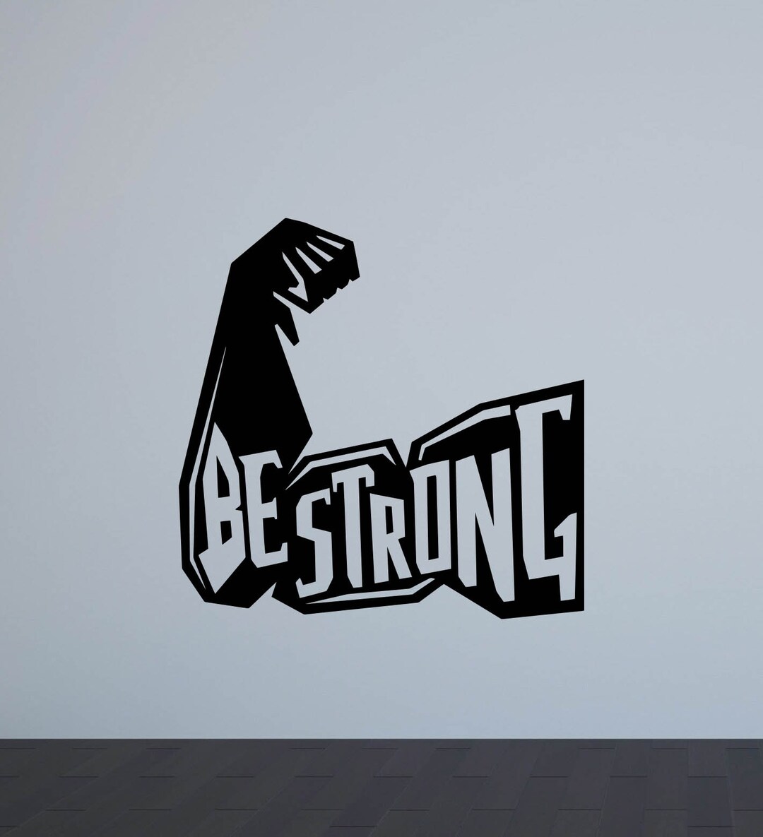 Be Strong Sign Gym Wall Decal Poster Motivational Quote Arm Wrestling ...