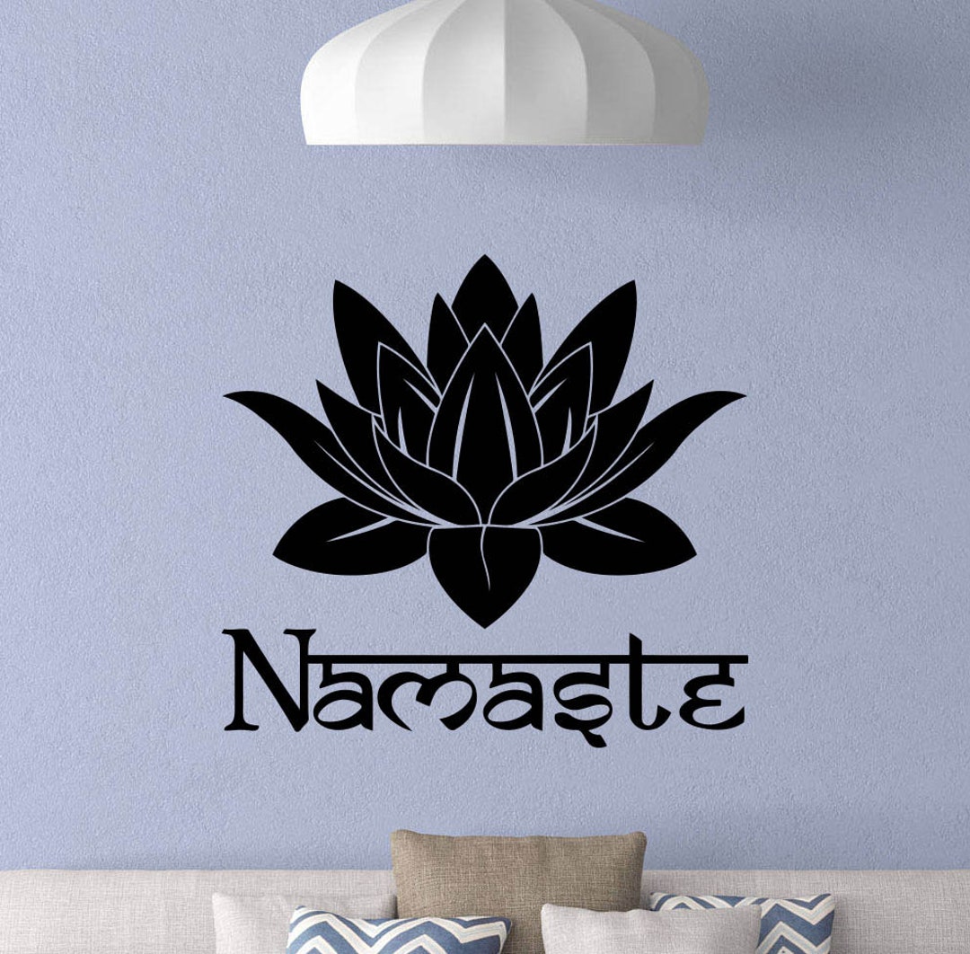 Namaste Wall Decal Lotus Flower Poster Meditation Sign Yoga Quote Home ...