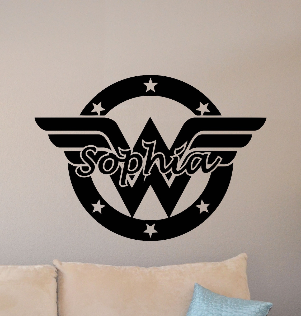Personalized Wall Decal Superhero Woman Sign Custom Girl Name Logo ...