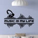 Music is My Life Wall Decal Headphones Poster Quote Music DJ Gifts ...