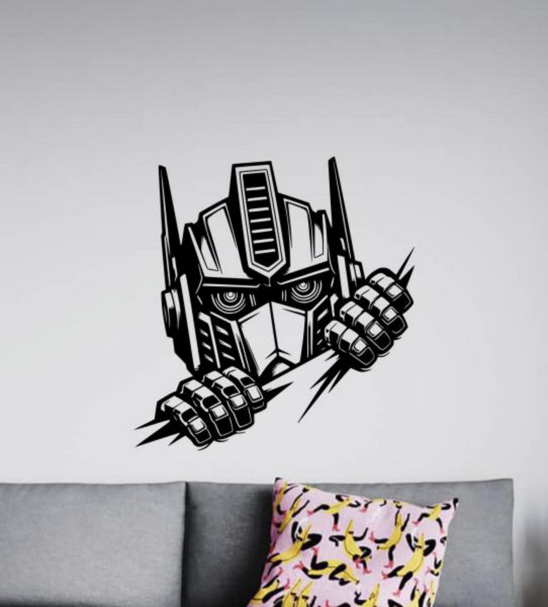 Transformer Wall Decal Vinyl Sticker Optimus Peeking Wall Decor Kids Room Sign Gift Nursery Wall ...