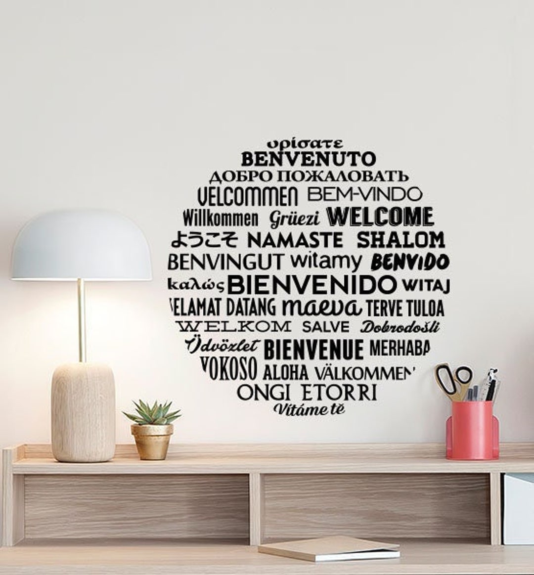 Welcome in Different Languages Wall Decal Hello Poster Office Sign ...