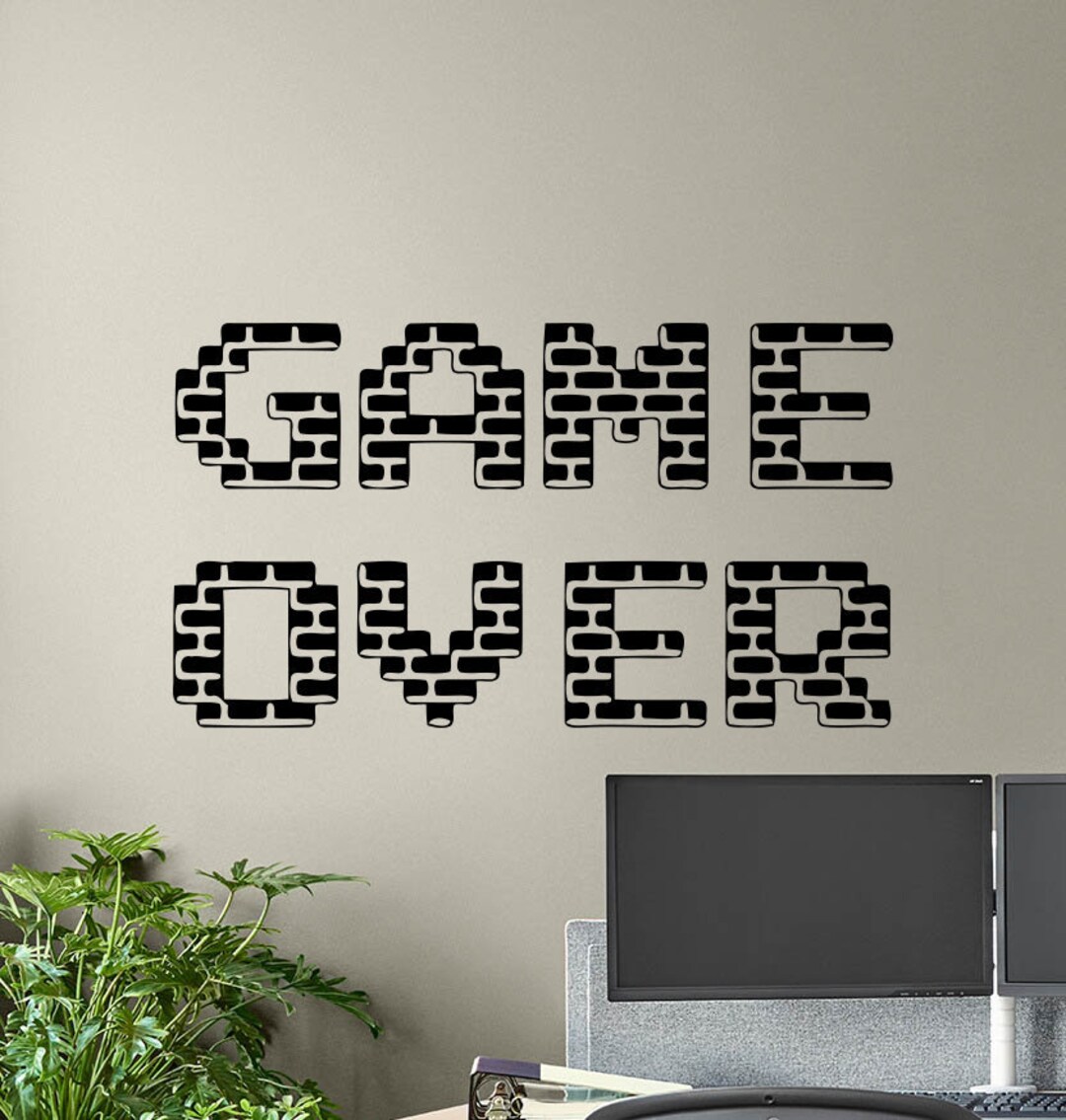 Game Over Wall Decal Gamer Poster Gaming Sign Quote Playroom Vinyl ...